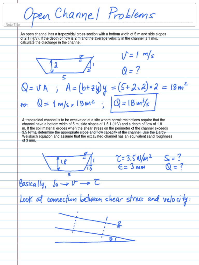 Open Channel Problems | PDF | Mechanics | Chemistry