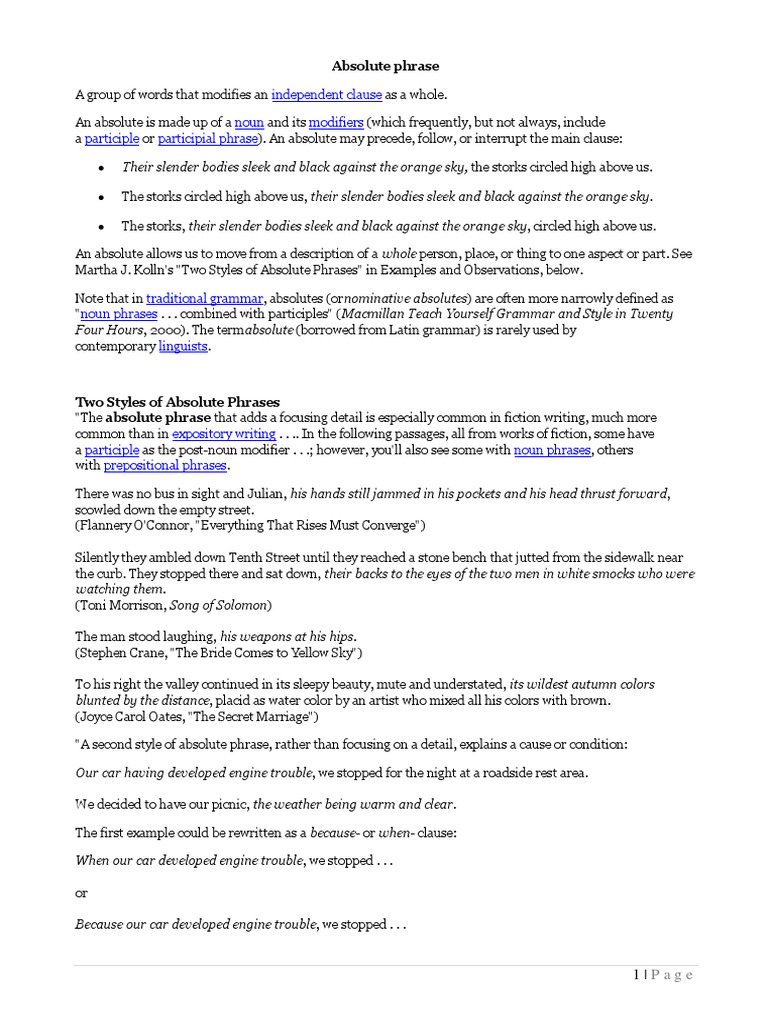 Absolute Phrase | PDF | Verb | Phrase