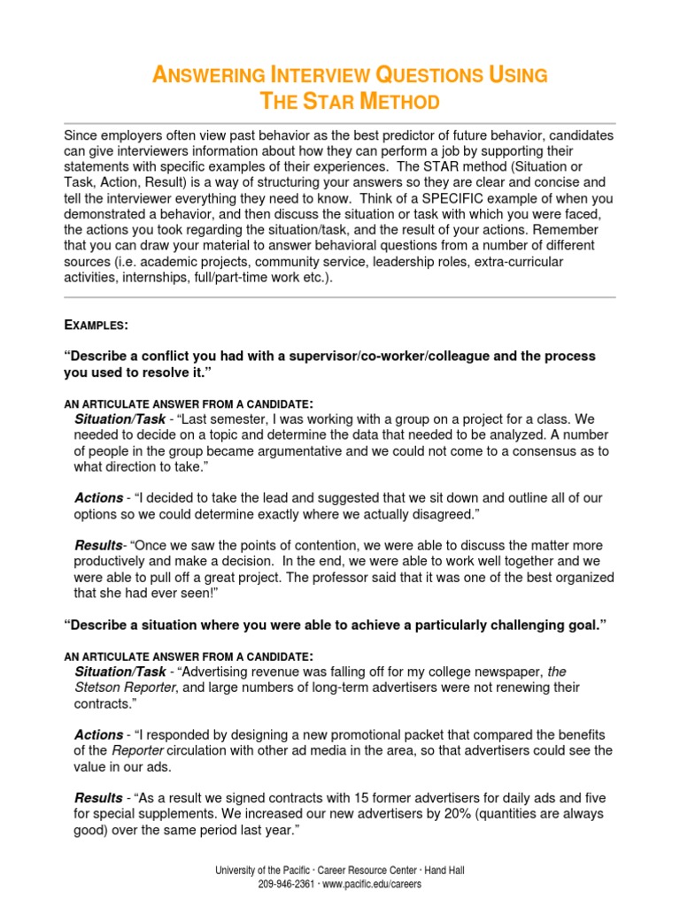 STAR Method | Download Free PDF | Advertising | Behavior