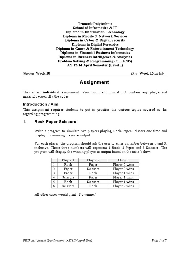 PRSP Assignment Specification Apr 13 V4 | PDF | Array Data Structure ...