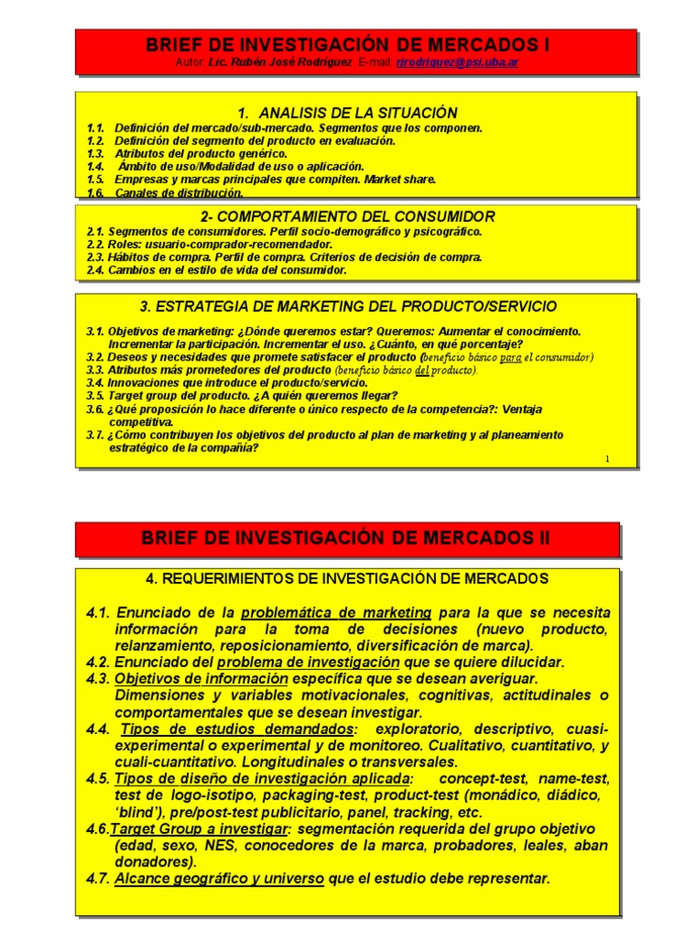 Formulario Brief de Investigacion de Mercado Ruben J Rodriguez | PDF ...