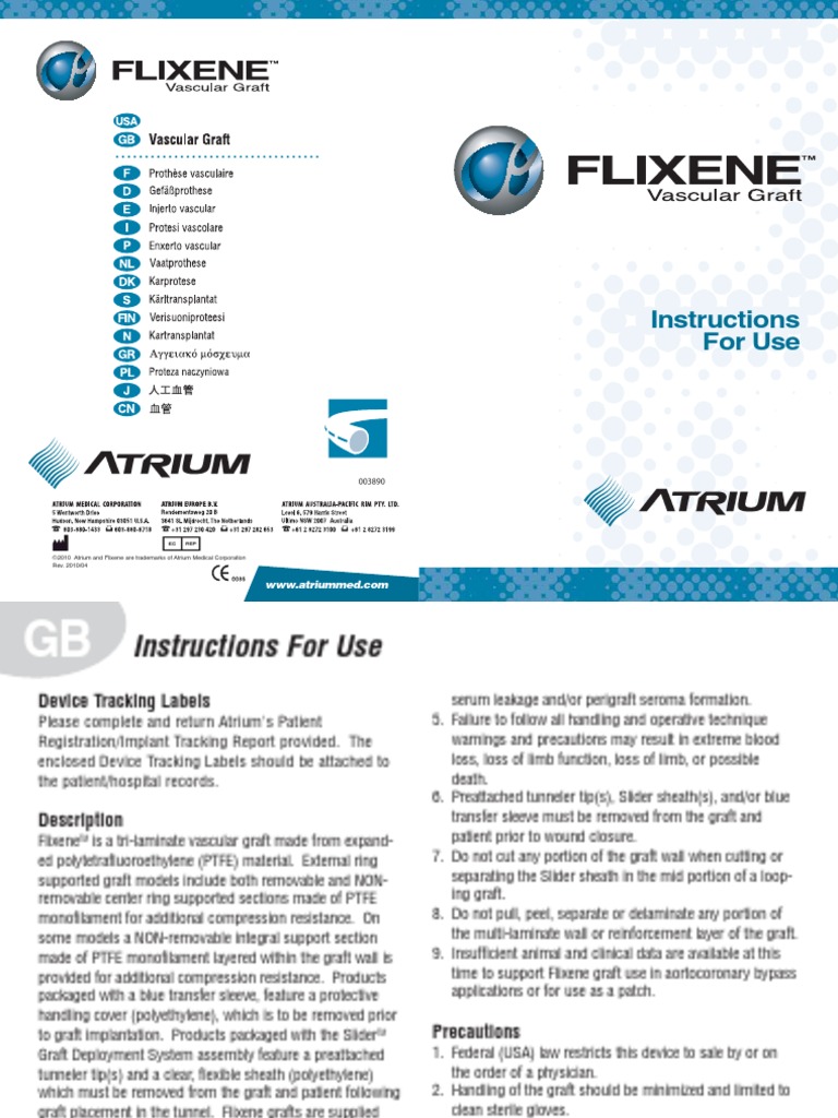 Instructions For Use: © 2010 Atrium and Flixene Are Trademarks of ...
