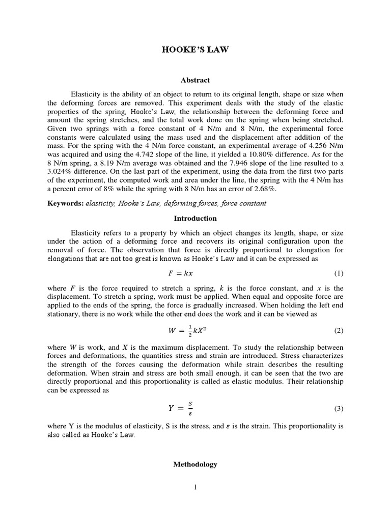 Hooke's Law | PDF | Elasticity (Physics) | Deformation (Engineering)