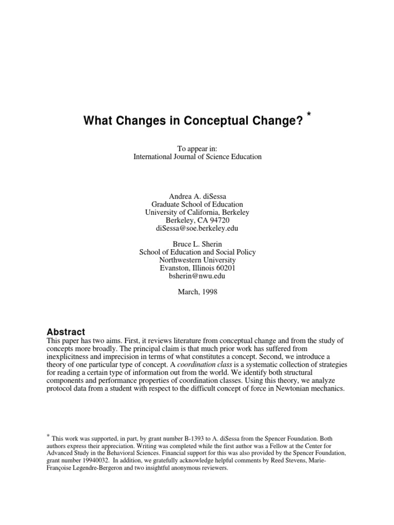 What Changes in Conceptual Change | PDF | Concept | Expert