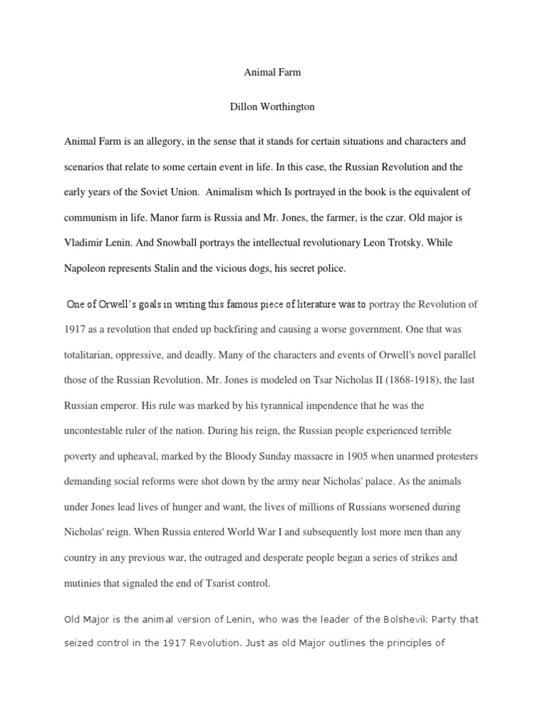 Animal Farm Paper | PDF | Russian Revolution | Vladimir Lenin