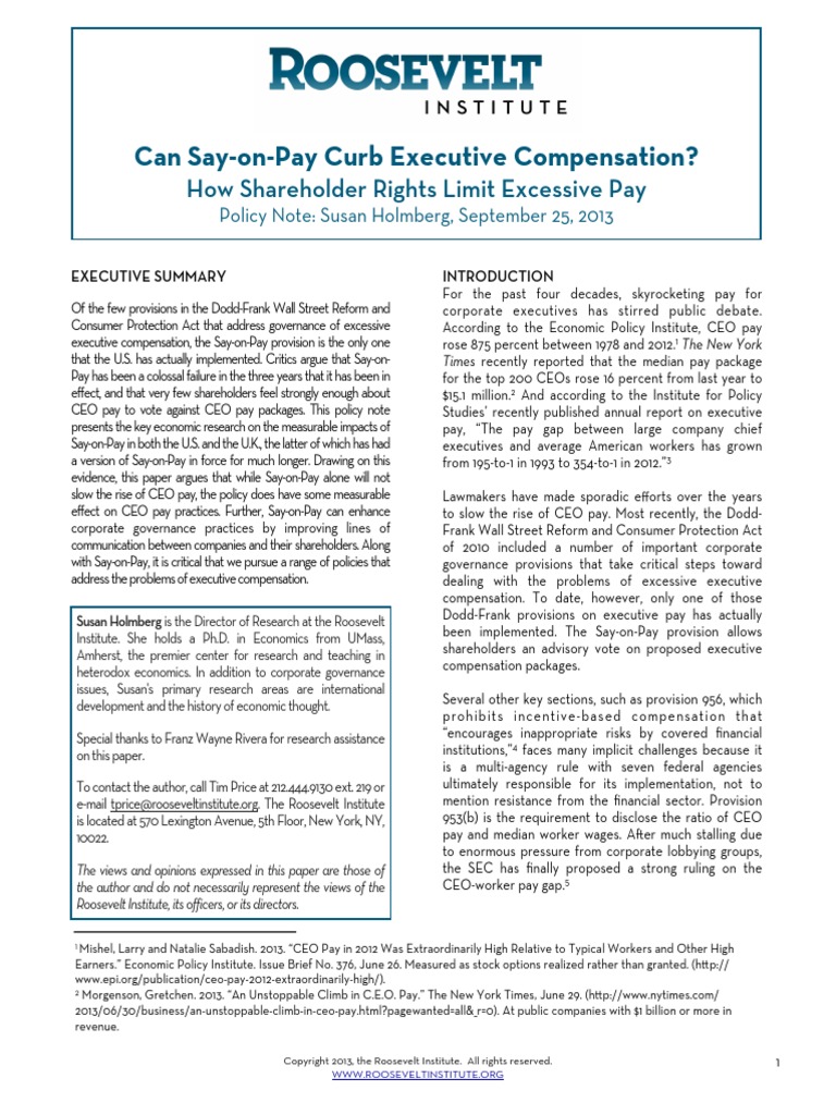 Can Say-on-Pay Curb Executive Compensation? | PDF | Executive ...