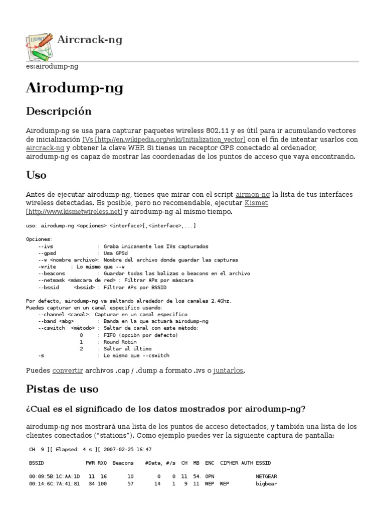 Airodump | PDF | Tecnología móvil | Protocolos de comunicaciones