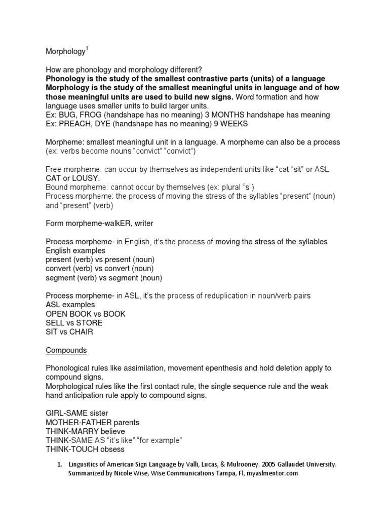 Morphology 1 | PDF | Morphology (Linguistics) | American Sign Language