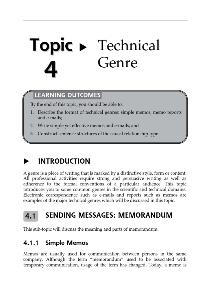 Topic 4 Technical Genre | PDF | Memorandum | Email