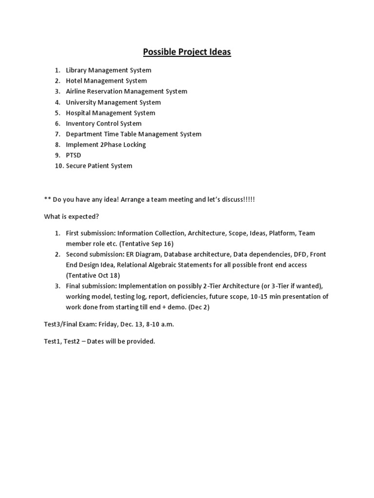 Project Ideas for Management Systems | PDF | Teaching Methods ...