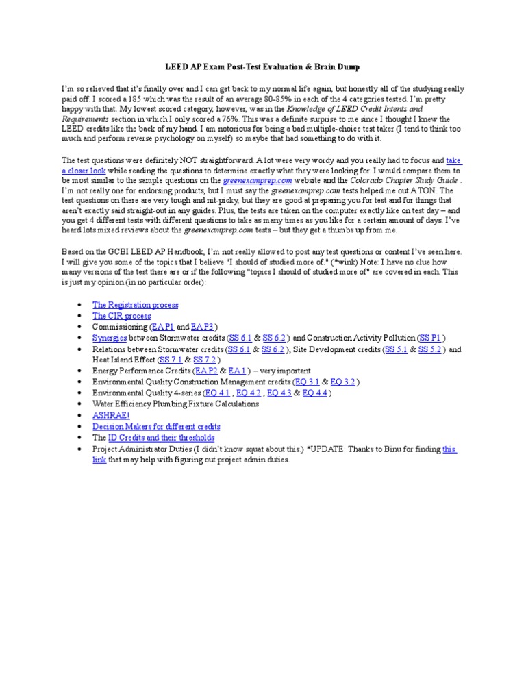 Leed AP Exam Post | Download Free PDF | Test (Assessment) | Psychology