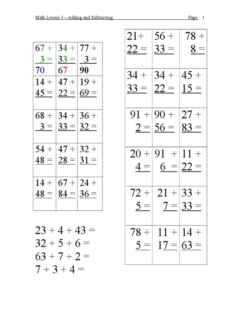 Adding and Subtracting Basics | PDF | Pedagogy | Teaching