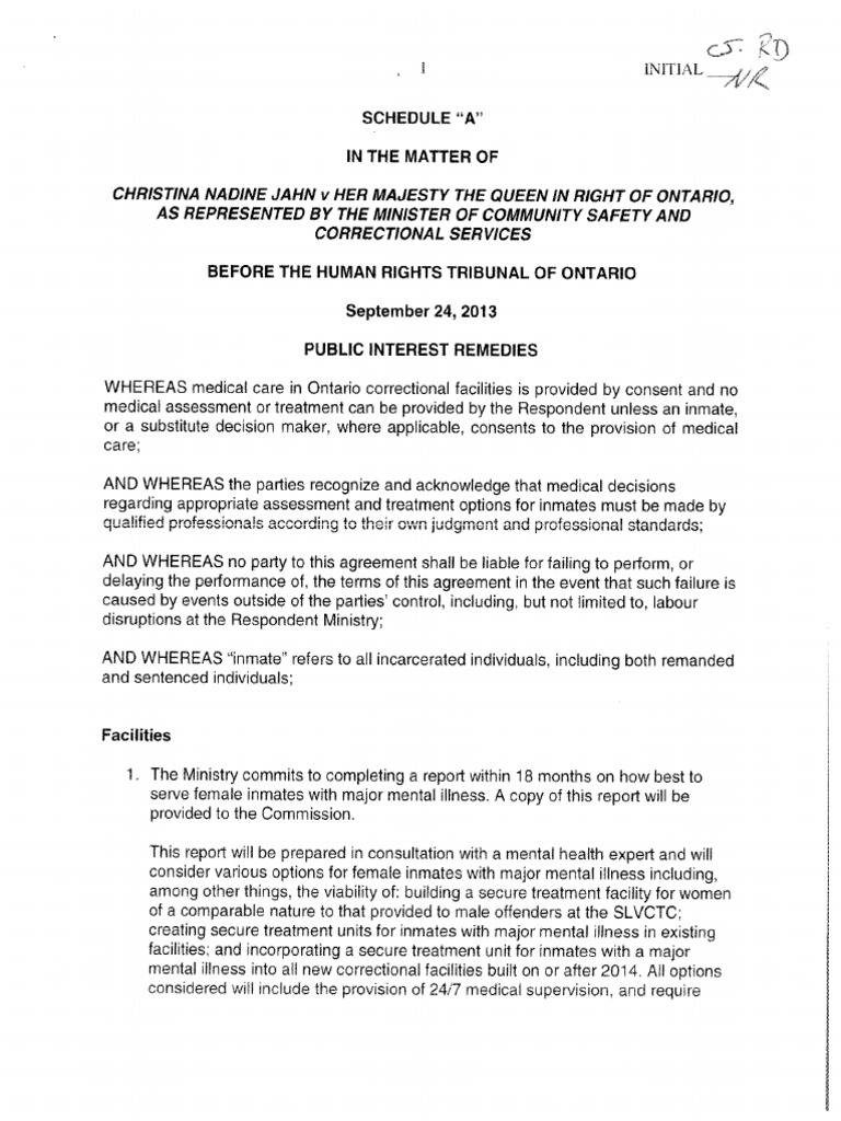 Jail Settlement With Christina Jahn | PDF