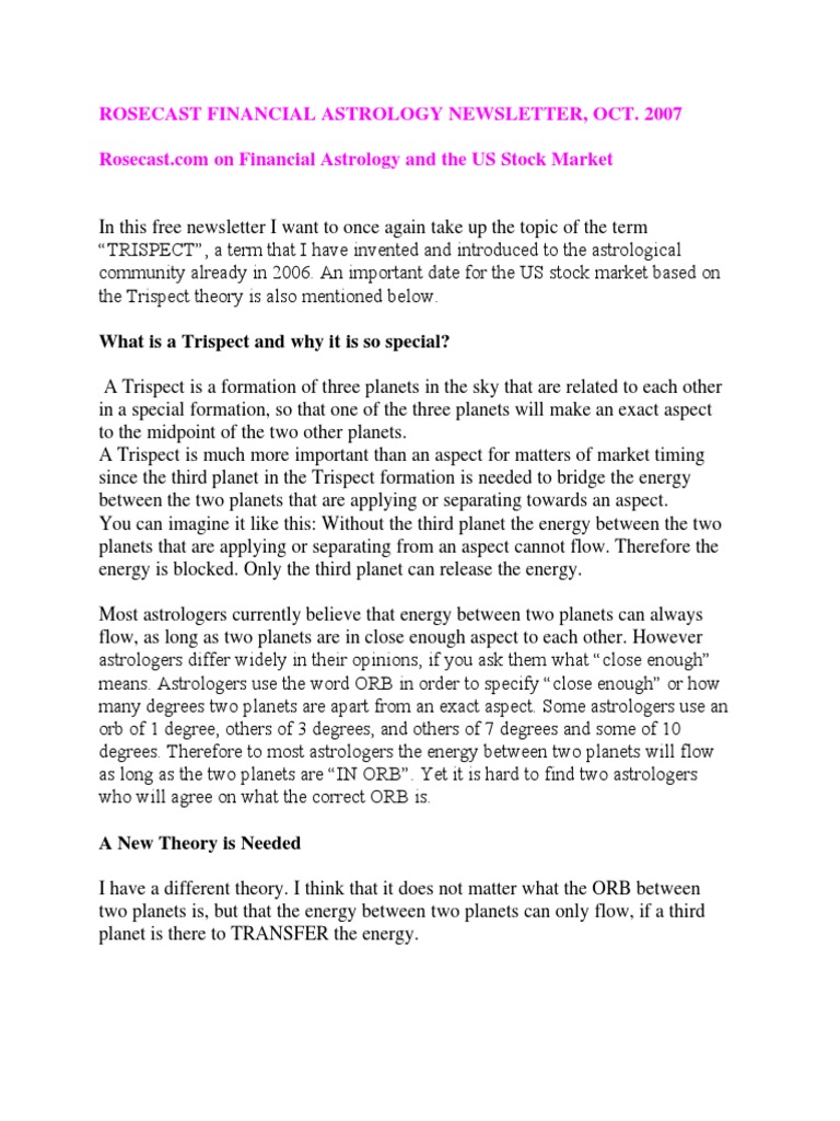 Rosecast Financial Astrology Newsletter | PDF | Planets In Astrology ...