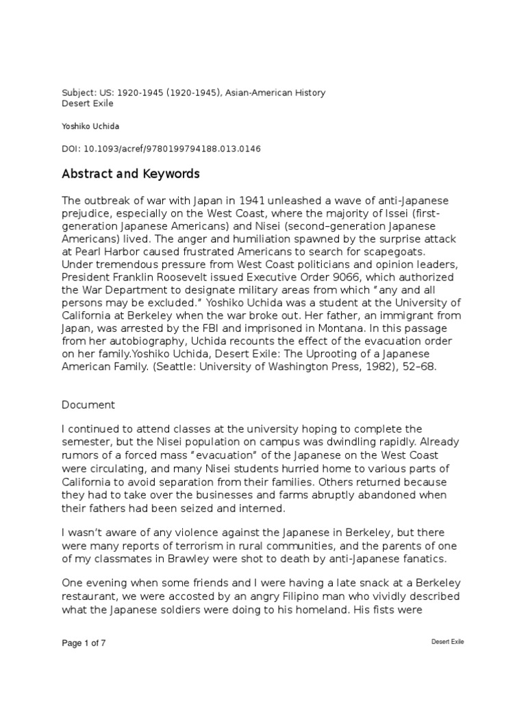 Desert Exile | PDF | Internment Of Japanese Americans | Violence