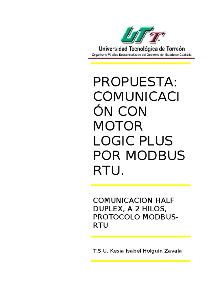 Comunicación Con Motor Logic Plus Por Modbus Rtu - Cla | PDF | Red de ...