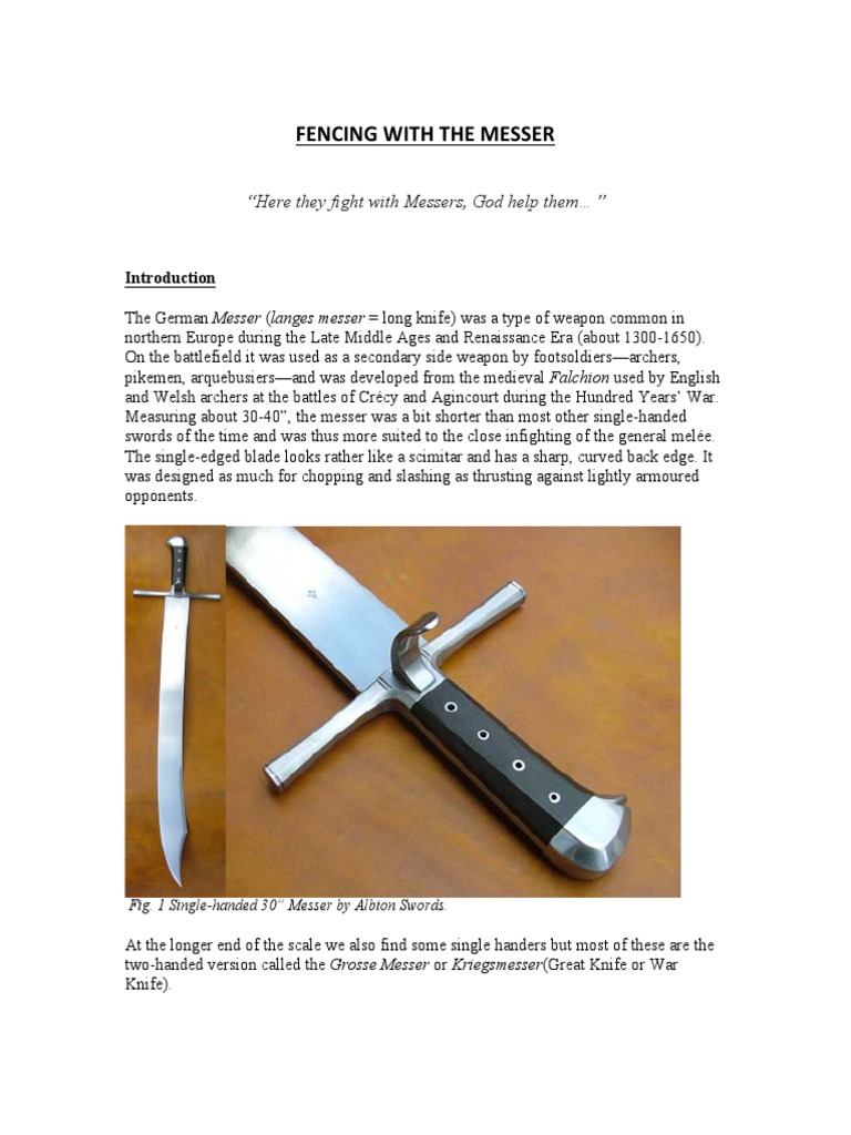 Messer Description V2 | PDF | Sword | Combat