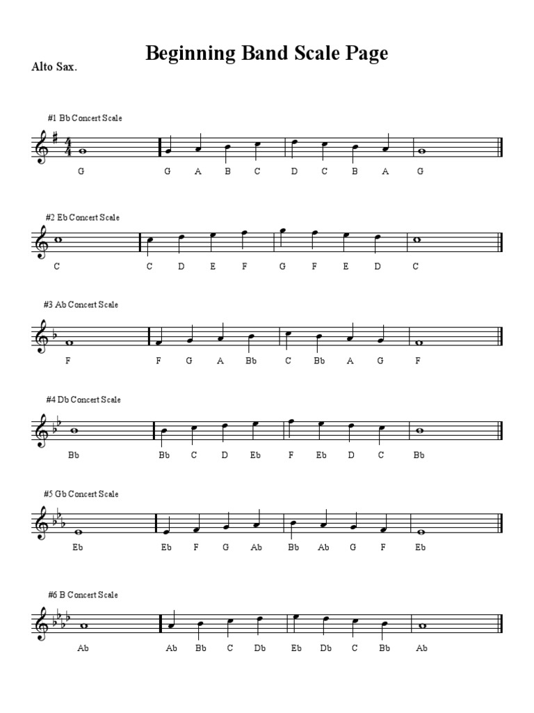 Beginner Scales - Alto Sax 1 | PDF | Aerophones | Woodwind Instruments