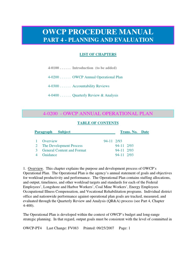 Department of Labor: Owcp-Pt4 | PDF | Workload | Statistics