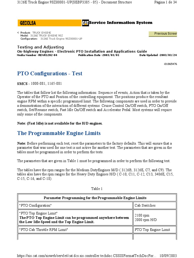PTO Configuration TEST | Download Free PDF | Throttle | Torque