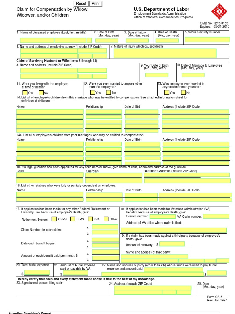 Department of Labor: Ca-5 | PDF | Social Security (United States ...