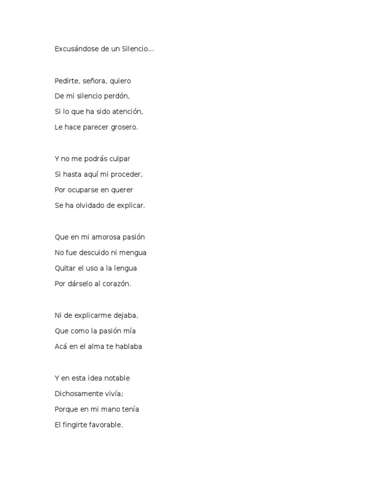 Excusándose de Un Silencio Poemas de Sor Juana | PDF