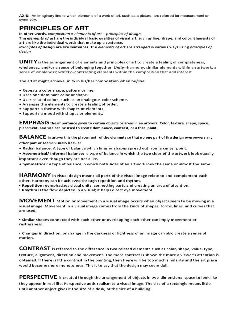 Principles of Art | PDF | Composition (Visual Arts) | Shape