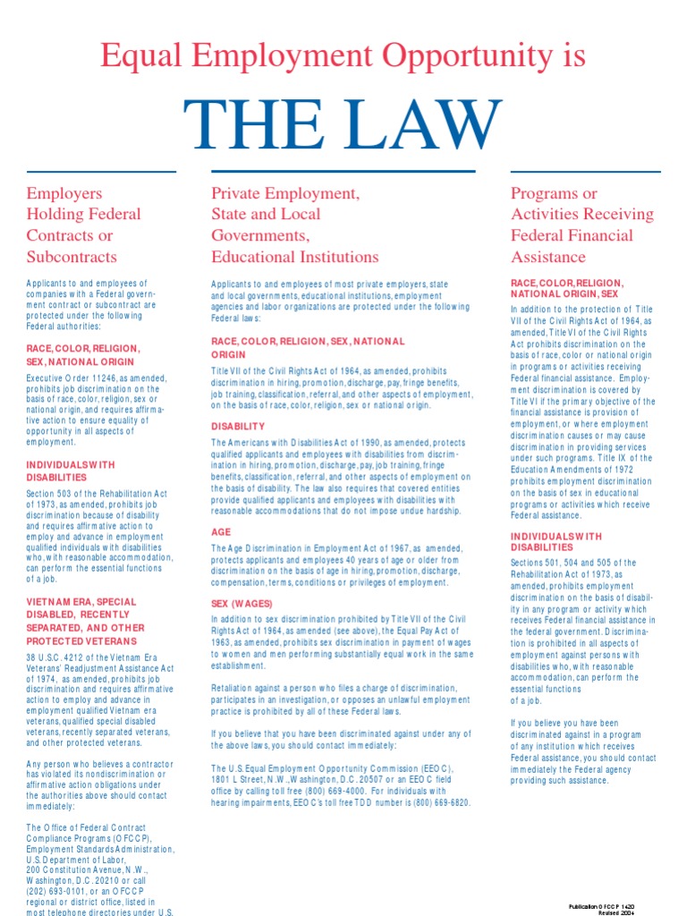 Department of Labor: Eeopost | PDF | Civil Rights Act Of 1964 | Employment