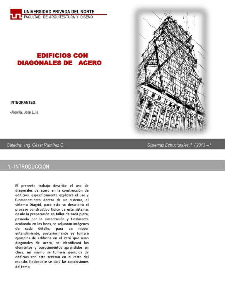 Edificios de Acero Con Diagonales | PDF | Columna | Acero