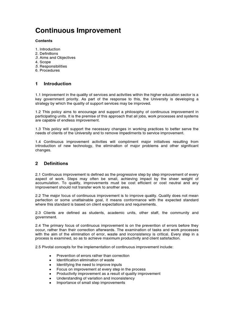 Continuous Improvement | Committee | Policy