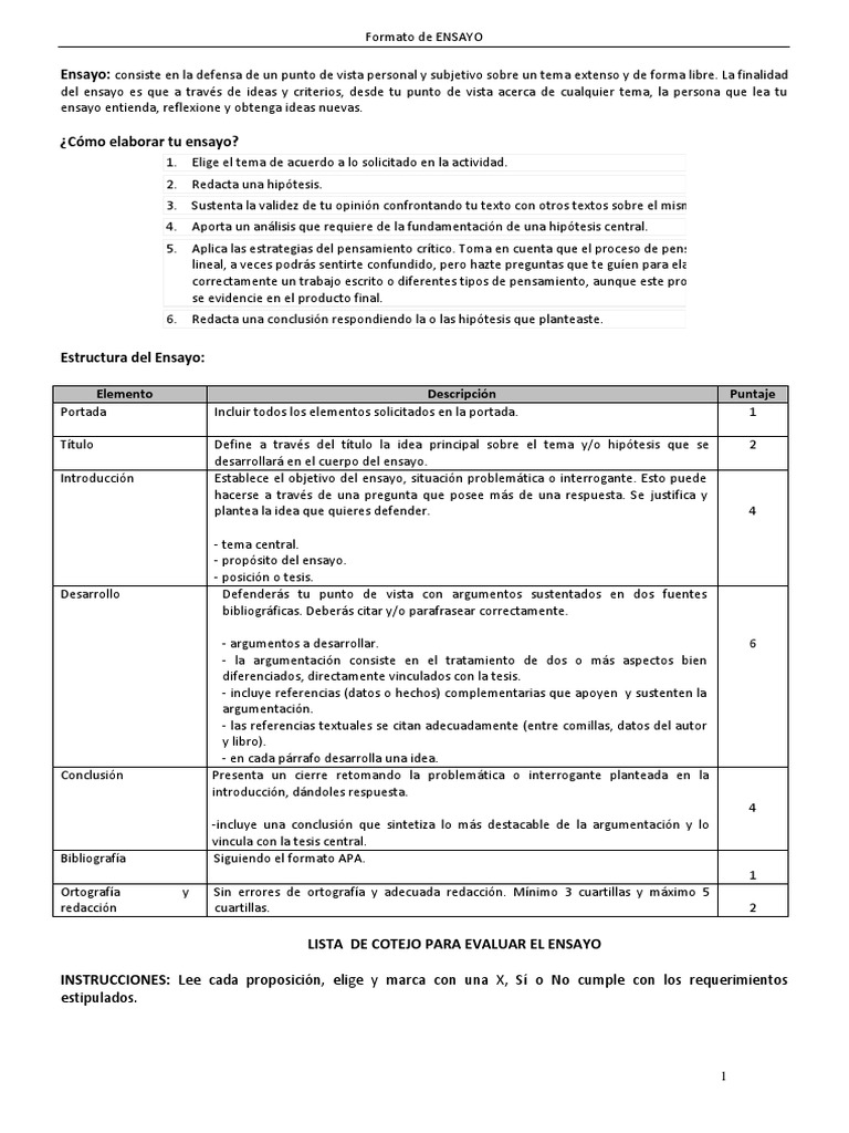Formato de ENSAYO.docx | Ensayos | Hipótesis | Prueba gratuita de 30 ...