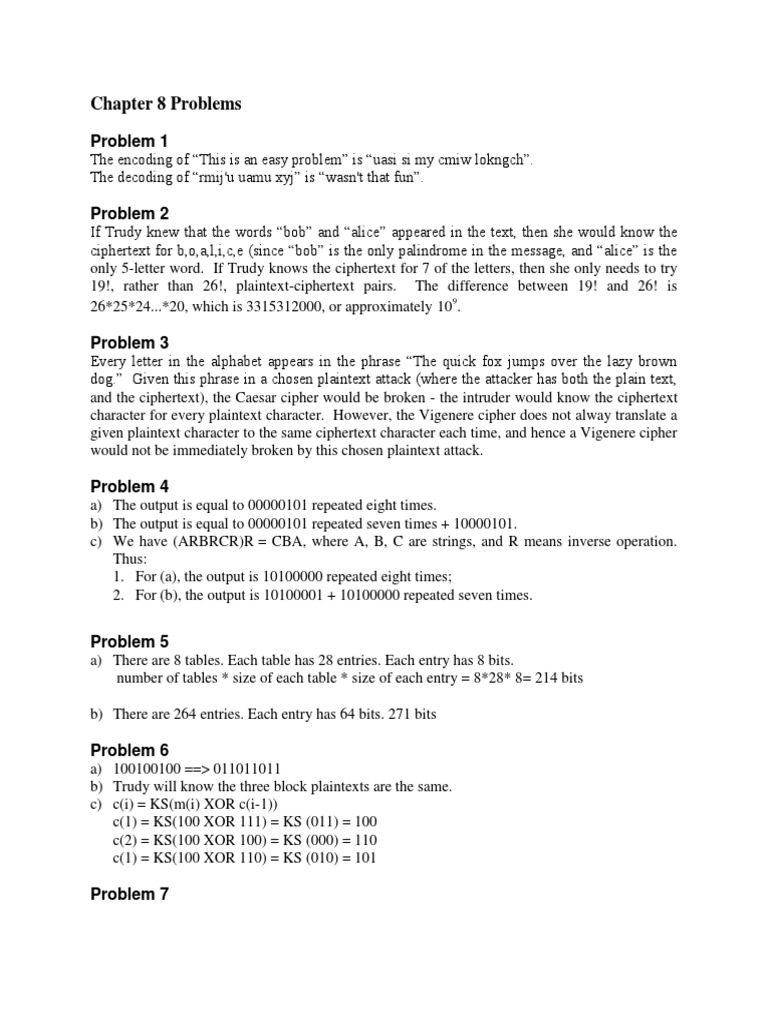 Chapter 8 Problems | PDF | Transmission Control Protocol | Public Key Cryptography
