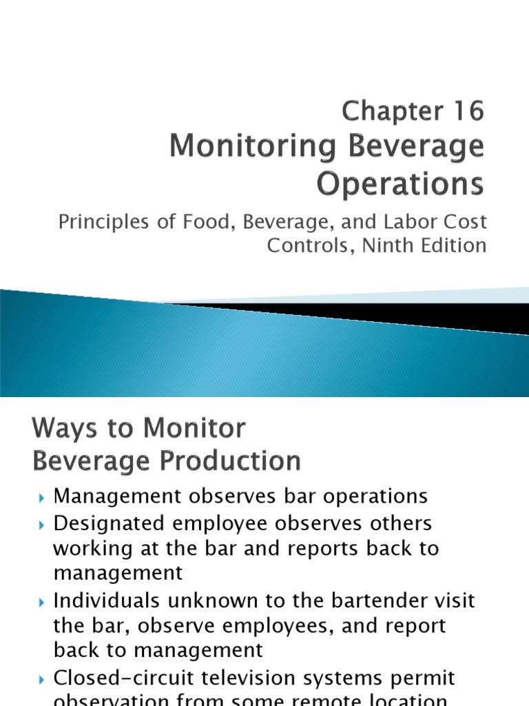 Chapter 16 Monitoring Beverage Operations | PDF | Finance & Money Management