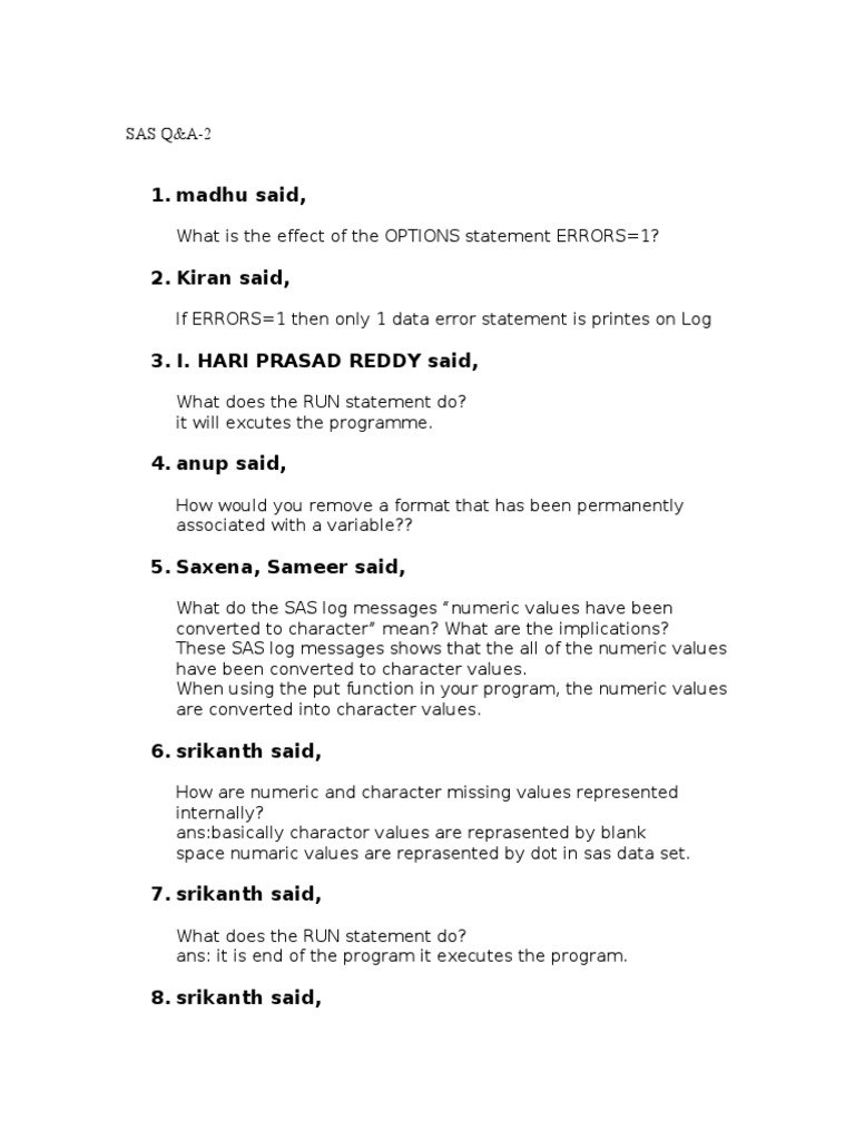Sas Qa2 | PDF | Sas (Software) | Variable (Computer Science)