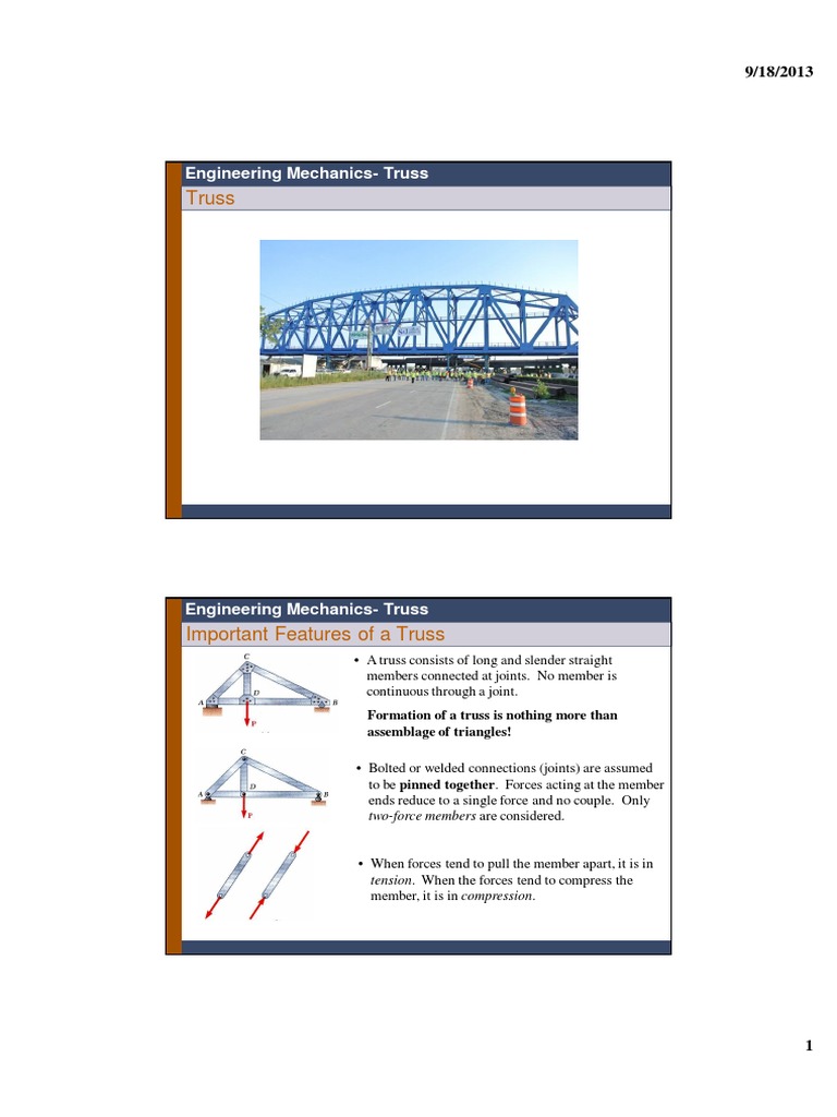 Lecture - Truss (Compatibility Mode) | PDF | Truss | Engineering