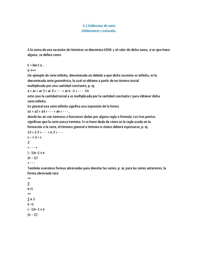 Definición de Series Finita e Infinita | PDF | Diferencia finita | infinito