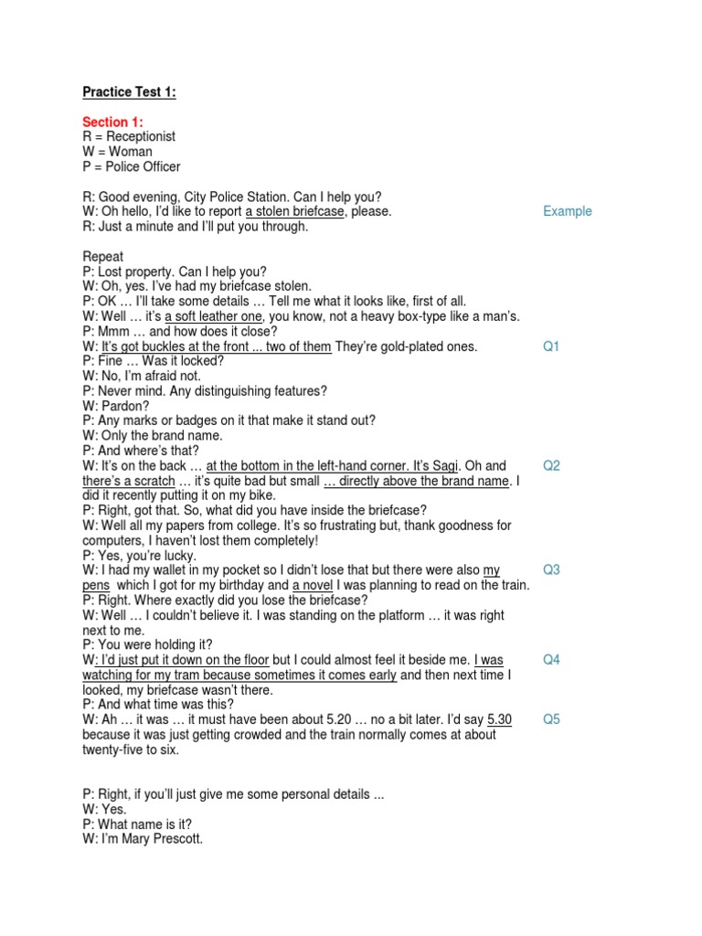 Practice Listening Section1 | PDF | Poetry
