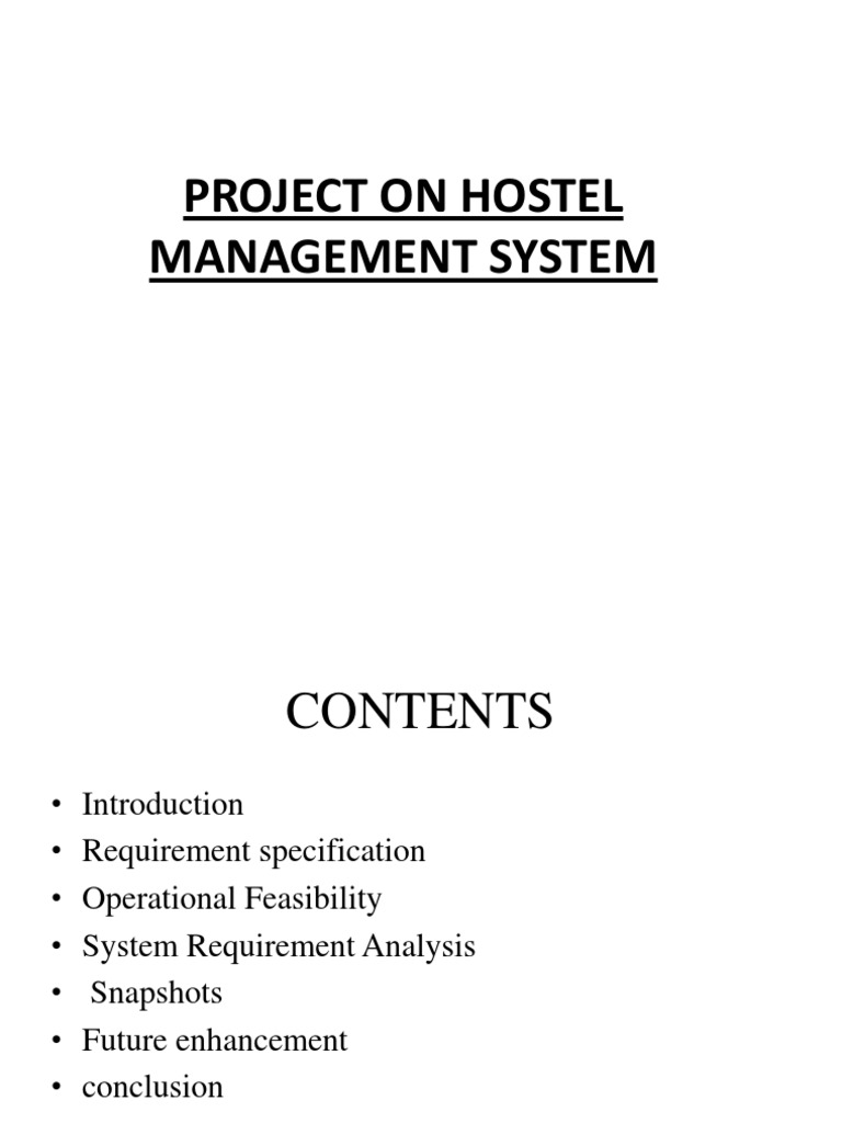 Hostel Management System Project Overview | PDF