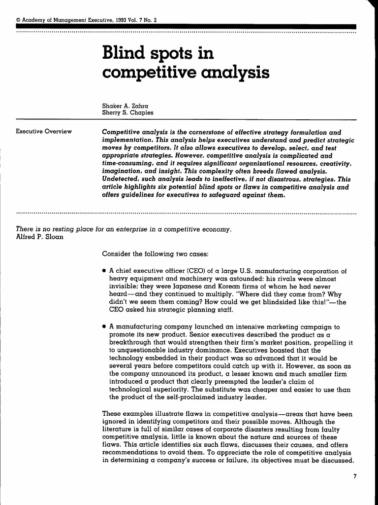 Blind Spots in Competitive Analysis | PDF | Competition | Strategic ...