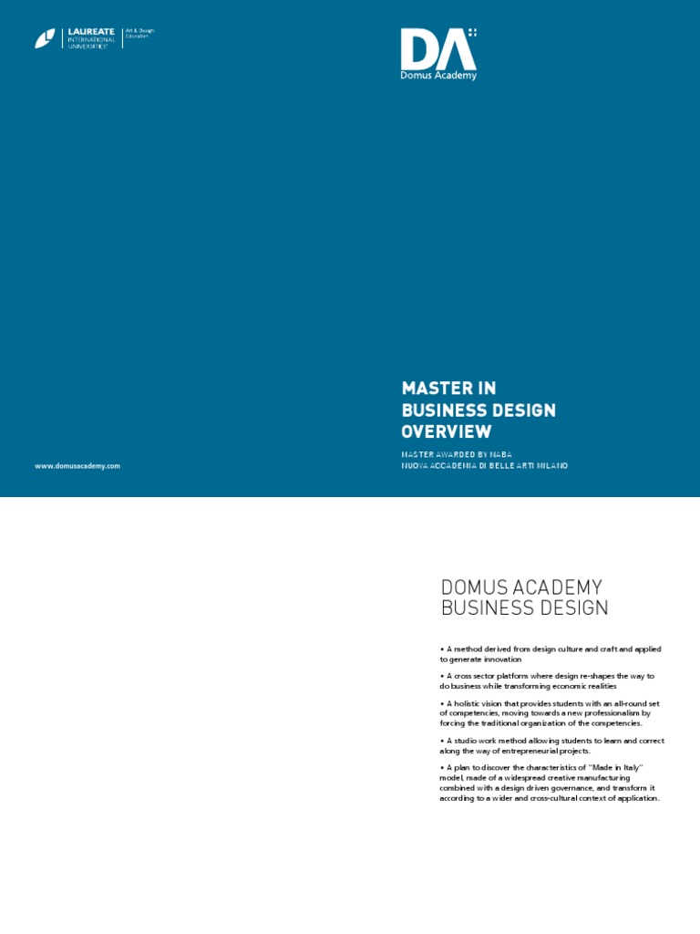Master in Business Design DOMUS ACADEMY | PDF | Academic Degree | Design