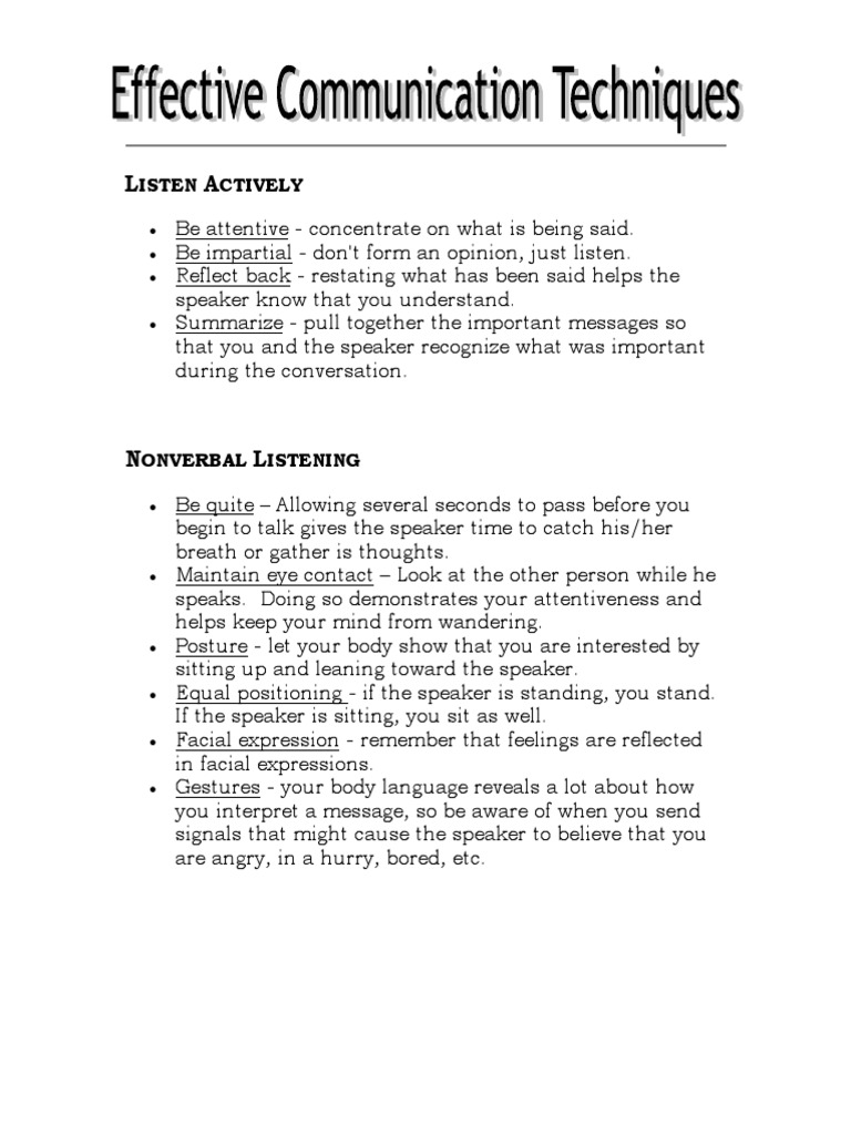 Effective Communication Techniques | PDF