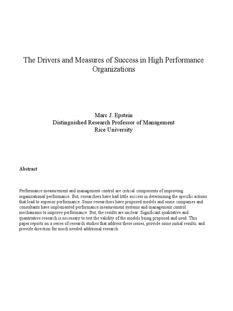 Key Drivers of Organizational Success | PDF | Strategic Management ...