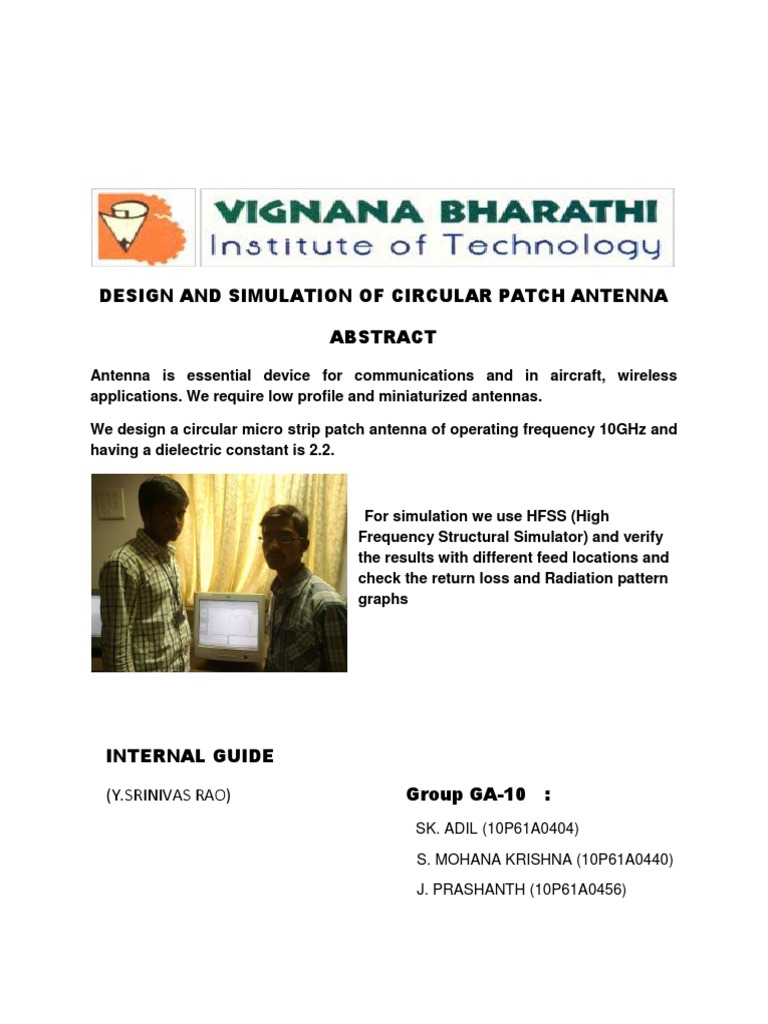 Design and Simulation of Circular Patch Antenna | PDF | Technology ...