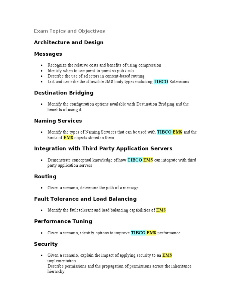 Architecture and Design Messages: Exam Topics and Objectives | PDF ...