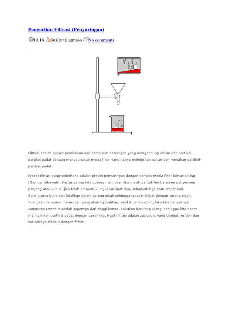 Pengertian Filtrasi (Penyaringan) | PDF