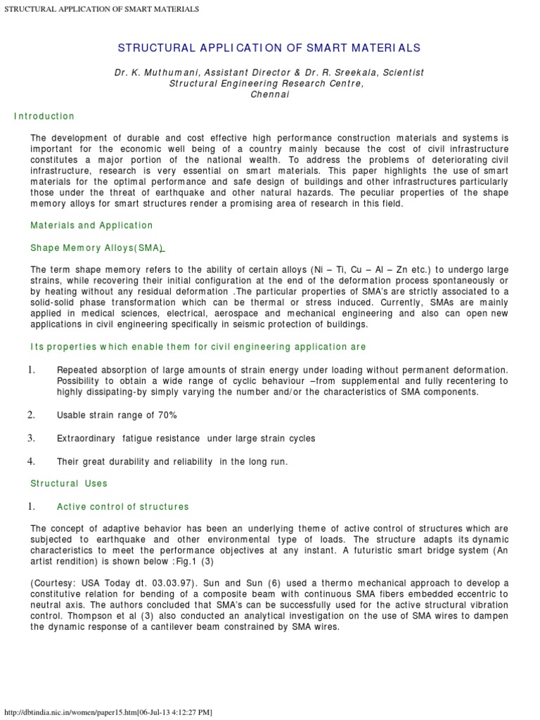 Smart Materials in Structural Engineering | PDF