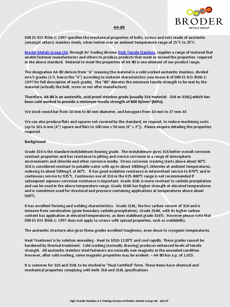 A4 80 | PDF | Stainless Steel | Screw