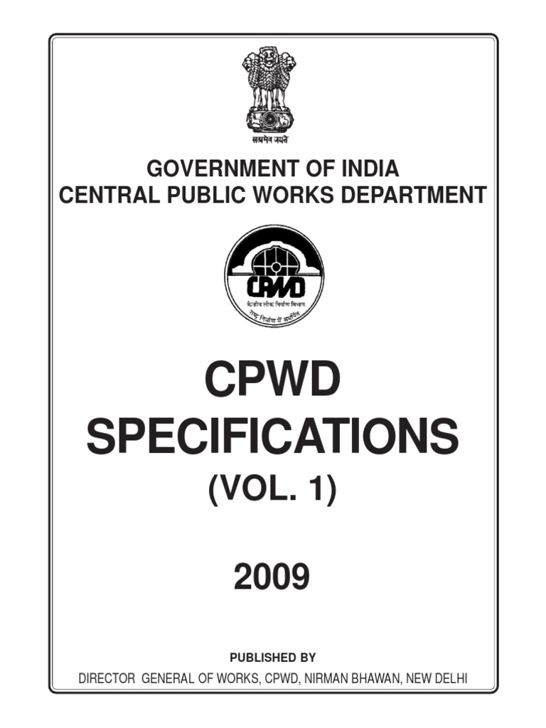 CPWD Specification Volume 1 | PDF | Brick | Litre