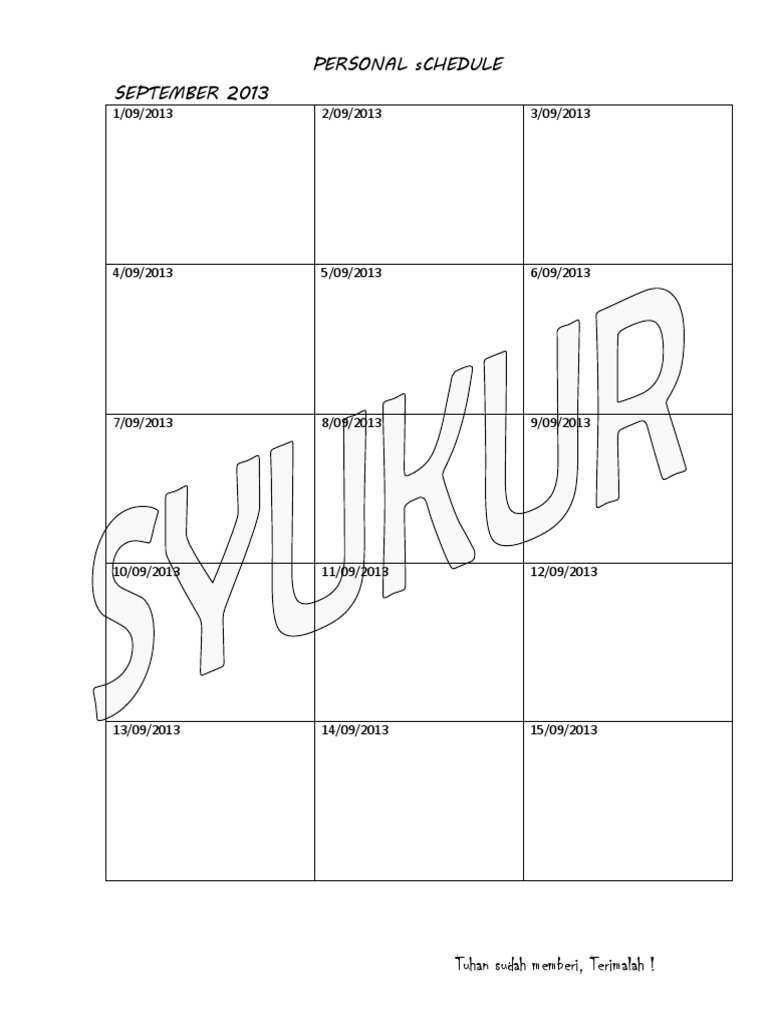 September 2013 Personal Schedule | PDF