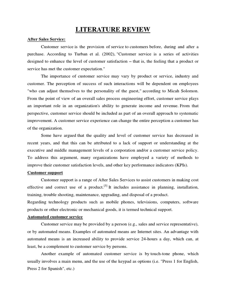 Literature Review Customer Service | PDF | Customer Service | Business